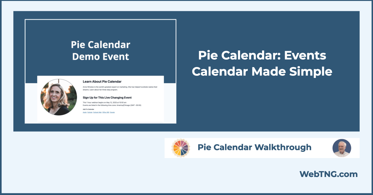 Pie Calendar Walkthrough - WebTNG