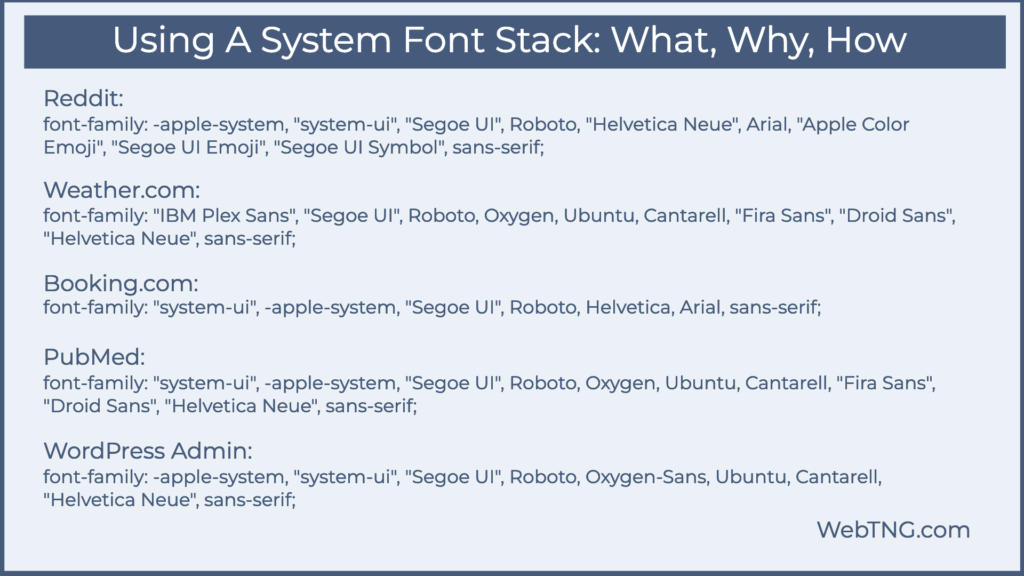 Using a Preinstalled Font Stack - WebTNG